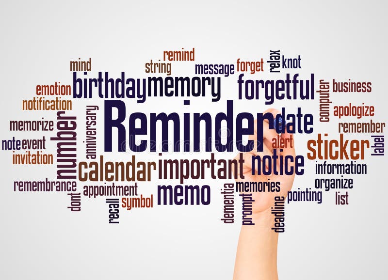 Reminder Word Cloud Hand Writing Concept Stock Illustration ...