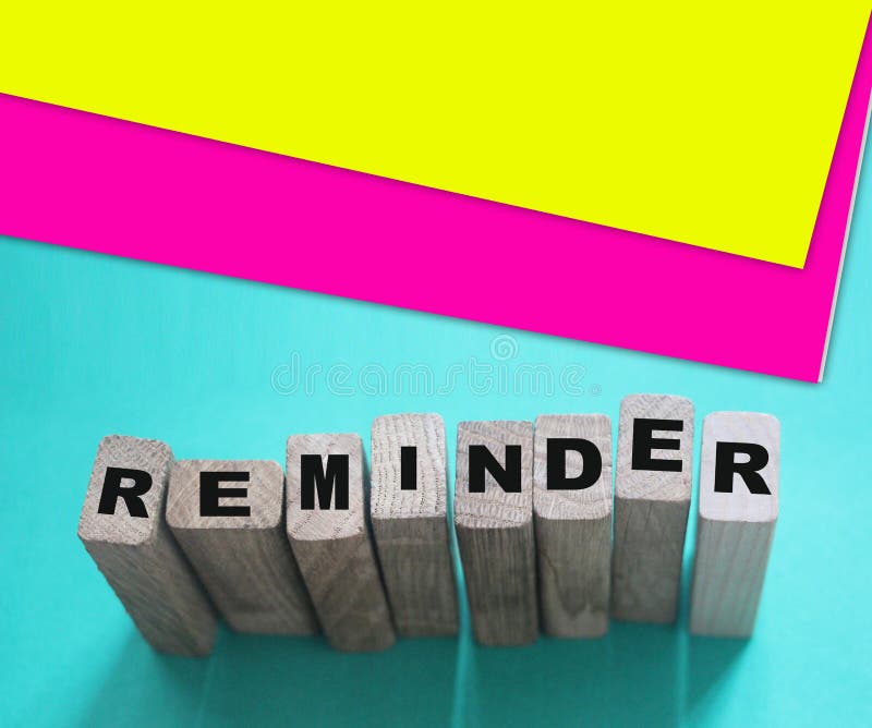 REMINDER Word Made with Building Blocks. Schedule Concept Stock Image ...