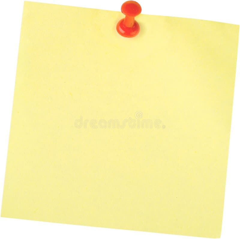 Yellow Sticky Note with Pin - Isolated Stock Image - Image of thumbtack ...