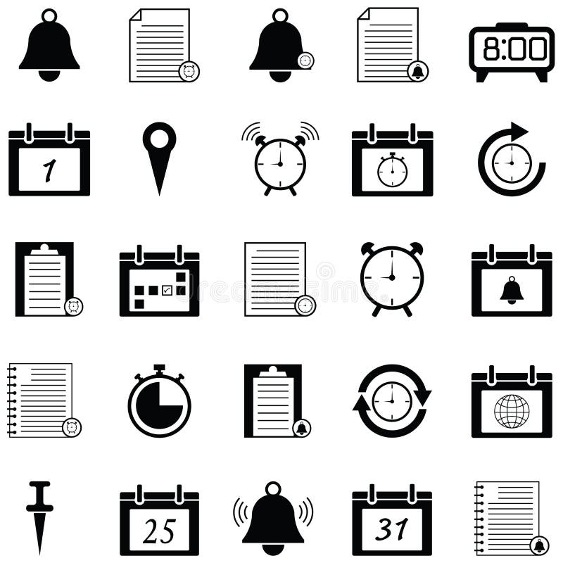 Reminders icon set stock illustration. Illustration of reminders ...
