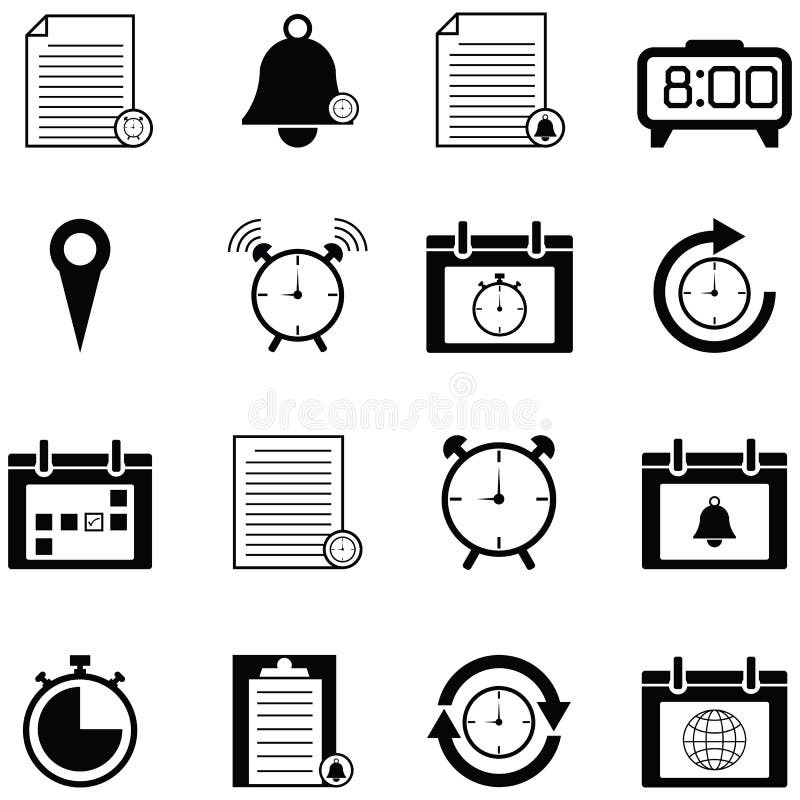 Reminders icon set stock vector. Illustration of clock - 107352024