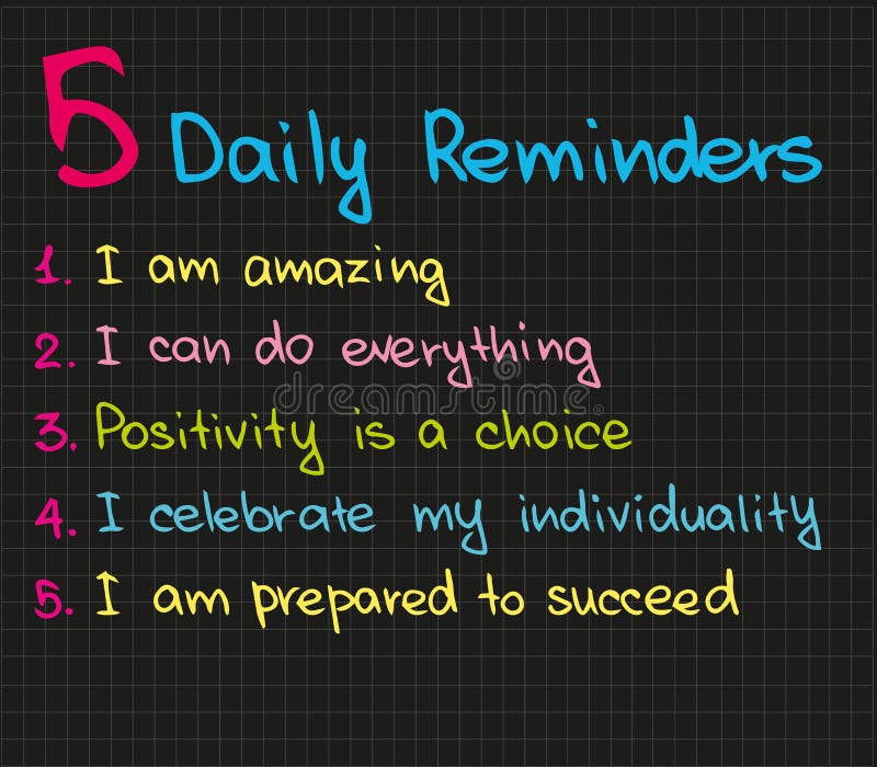 5 daily Reminders stock vector. Illustration of sketch - 95022177