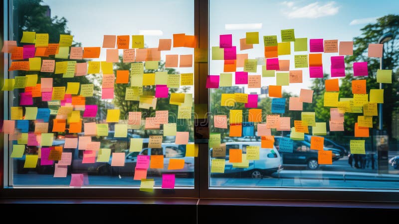 Reminders Post-it Notes on Glass Stock Illustration - Illustration of ...