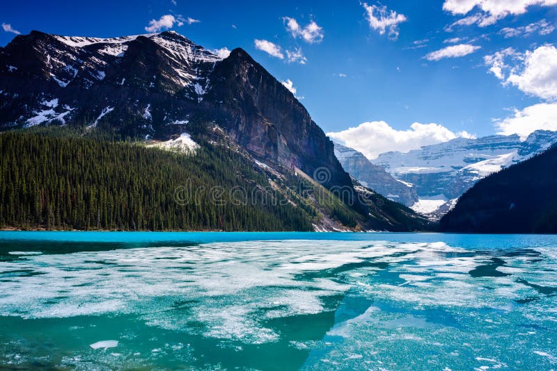 Remnant of Ice Over Lake Louise, Alberta, Canda Stock Image - Image of ...