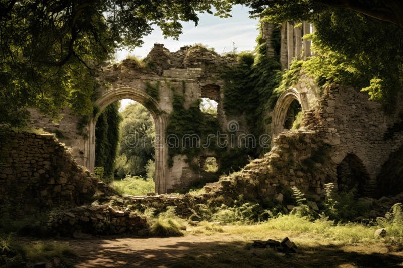 The Remnants of an Ancient Castle, Featuring Leaning Walls and ...