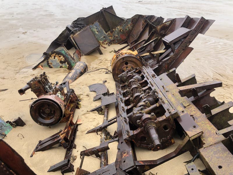 Remnants of the Beached Ship`s Engine Stock Image - Image of beached ...