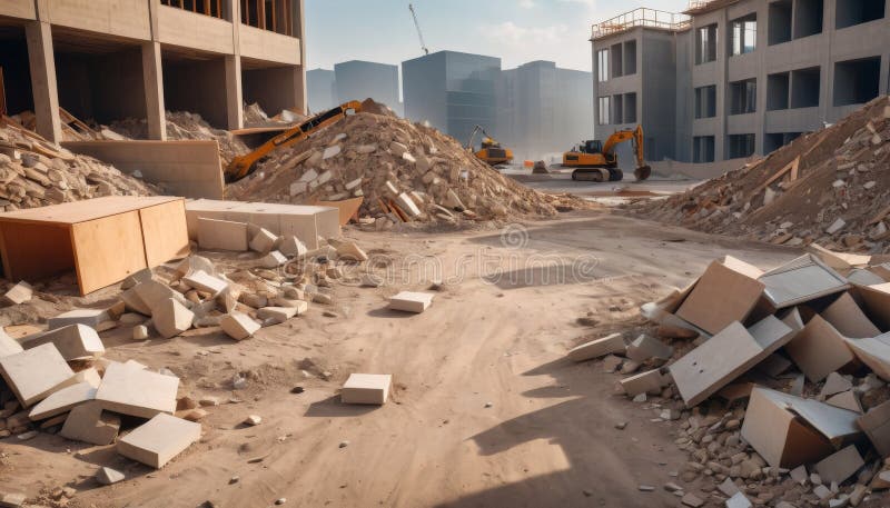 Construction Debris at Building Site Stock Photo - Image of industry ...