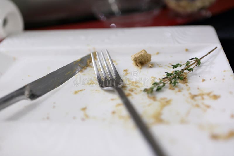 Remnants of Food and Fork with Knife Stock Image - Image of dining ...