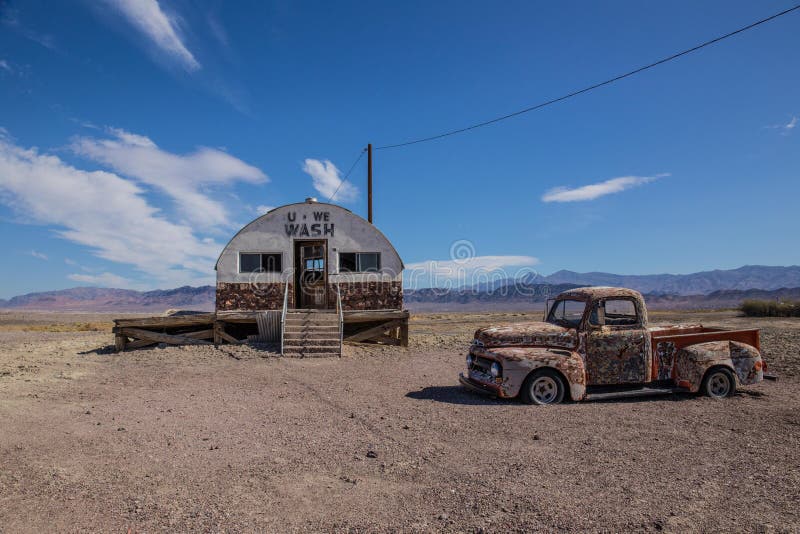 Remnants of a Pick-up Car and an Old Building in the Middle of a Field ...