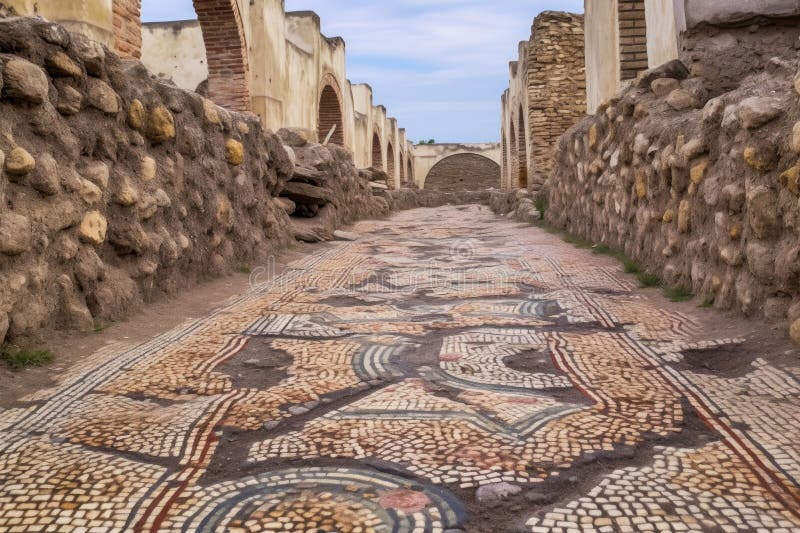 Remnants of Roman Mosaic in an Archaeological Site Stock Illustration ...