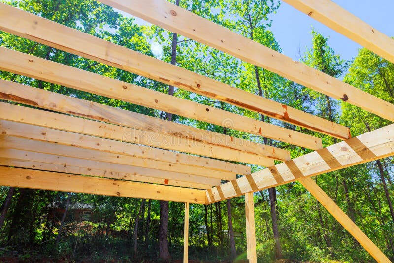 When Remodeling a House, Wood Framing is Used To Support Beams Stock ...