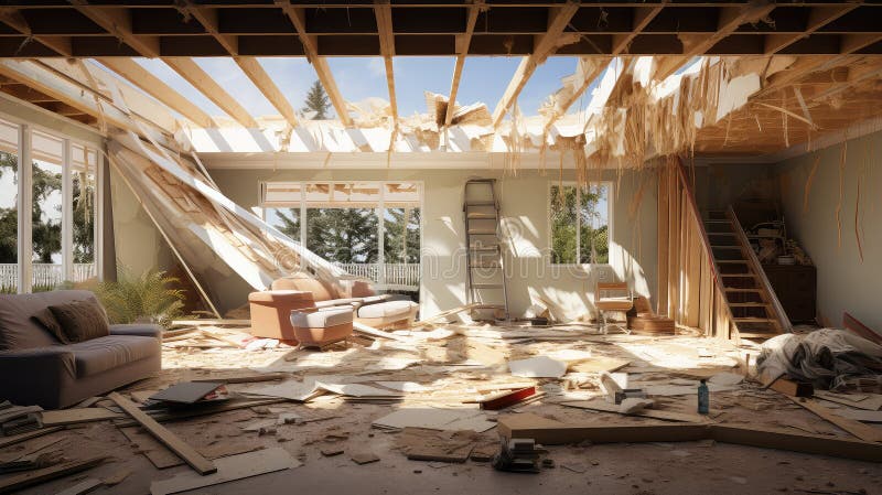 Remodeling Interior Demolition Stock Illustration - Illustration of ...