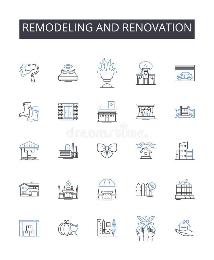 Remodeling and Renovation Line Icons Collection. Refurbishing ... Remodeling and Renovation Line Icons Collection. Refurbishing ...