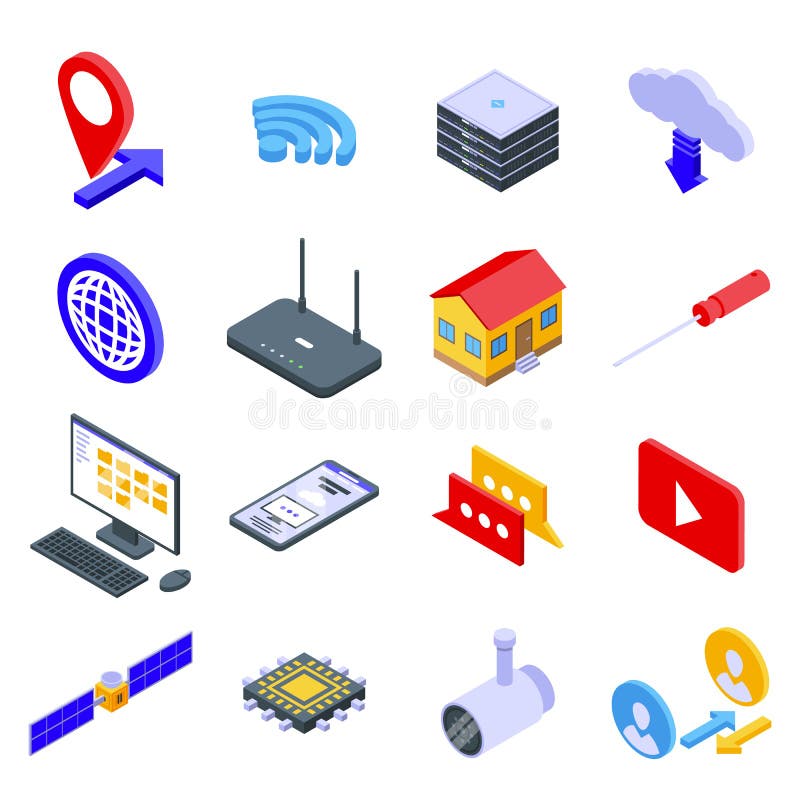 Remote Access Icons Set, Isometric Style Stock Vector - Illustration of ...
