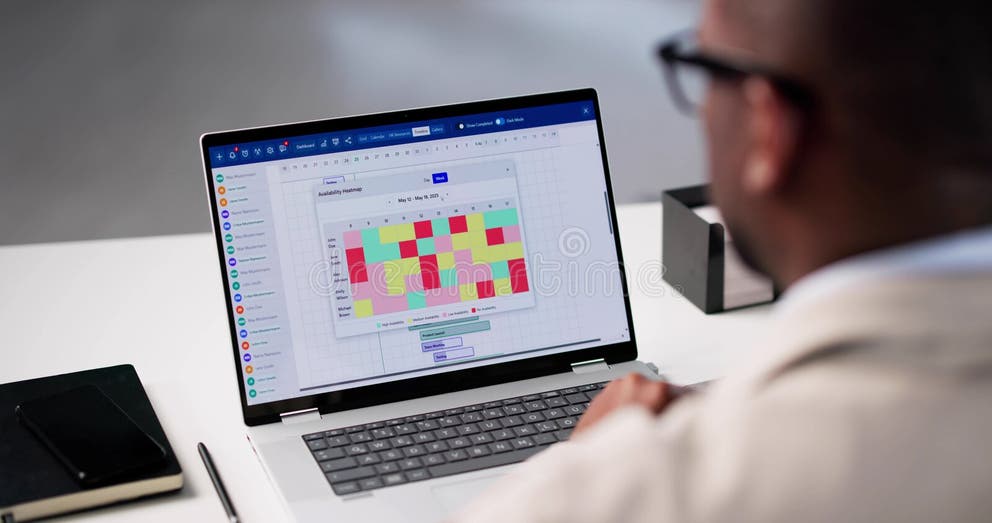 Remote African American Developer Analyzing Resource Heatmap Stock Photo - Image of analyst ...