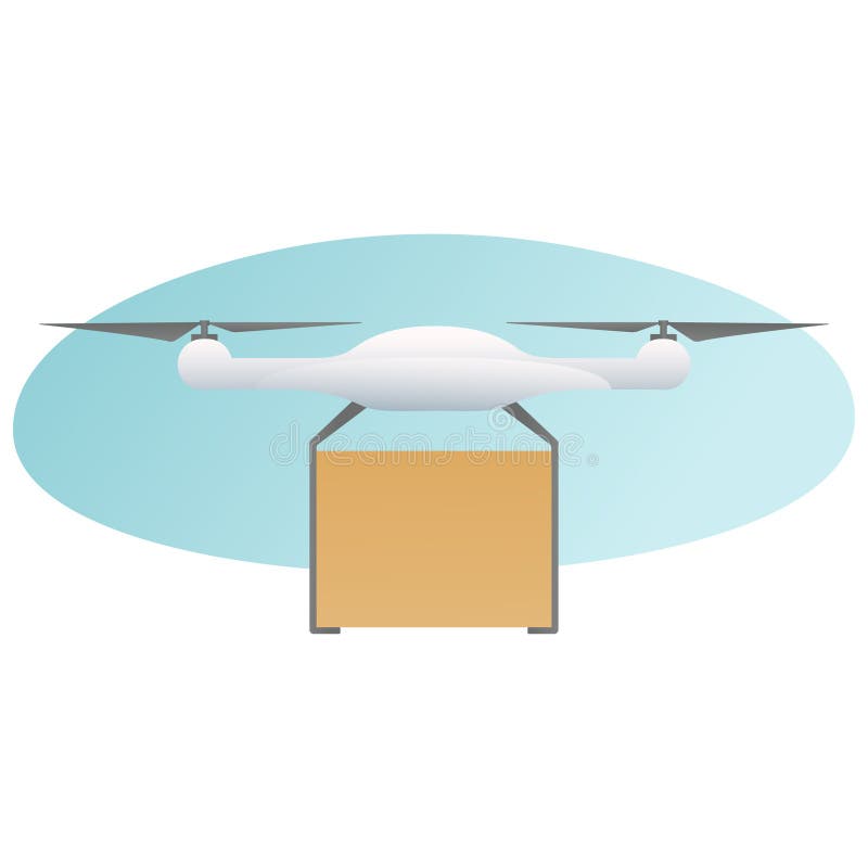 Remote Air Drone with a Box Flying in the Sky. Modern Delivery of the ...