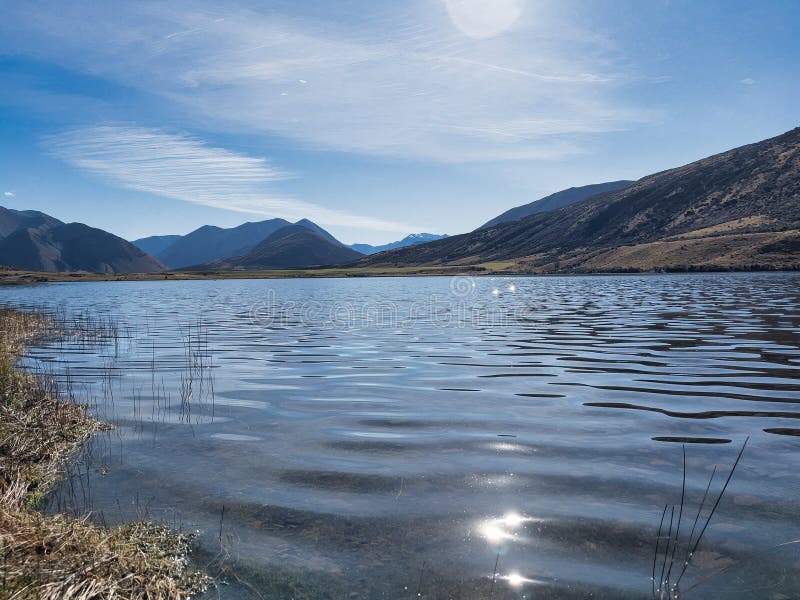 Small Rural Lake Nested in the Canterbury Highlands Stock Photo - Image ...