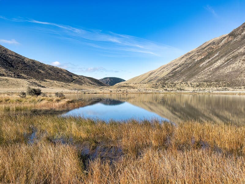 Small Georgina Lake Nested in the Canterbury Highlands Stock Photo ...