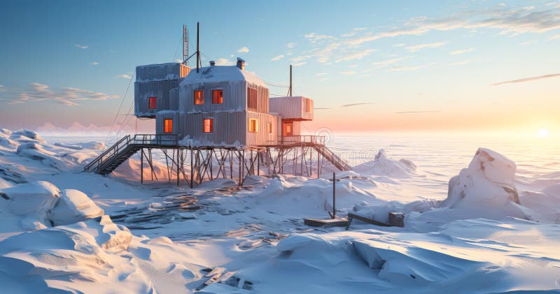 Remote Arctic Outpost Polar Research Station Stock Illustration ...