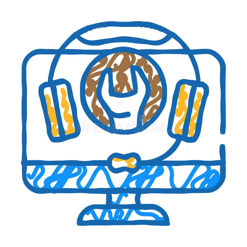 Remote Assistance Repair Computer Icon Doodle Illustration Stock Vector ...