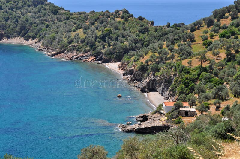 Remote Bay on Greek Island Samos Stock Image - Image of southern ...