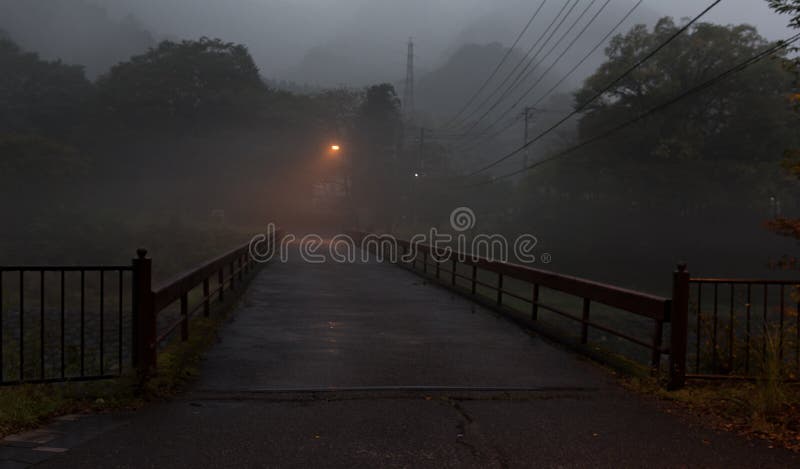Remote bridge at night stock photo. Image of beam, asia - 116934142