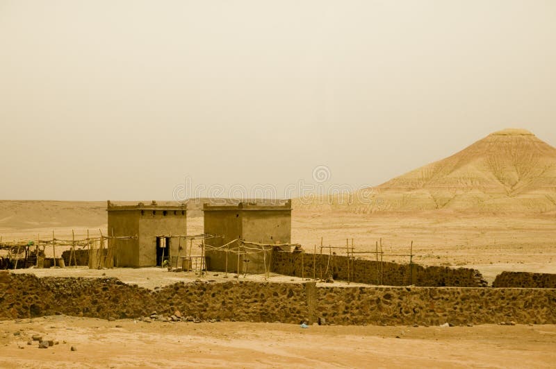 Remote Building in the Desert of Morocco Stock Image - Image of remote ...