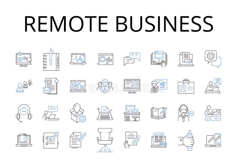 Remote Business Line Icons Collection. Long-distance Trade, Isolated ... Remote Business Line Icons Collection. Long-distance Trade, Isolated ...