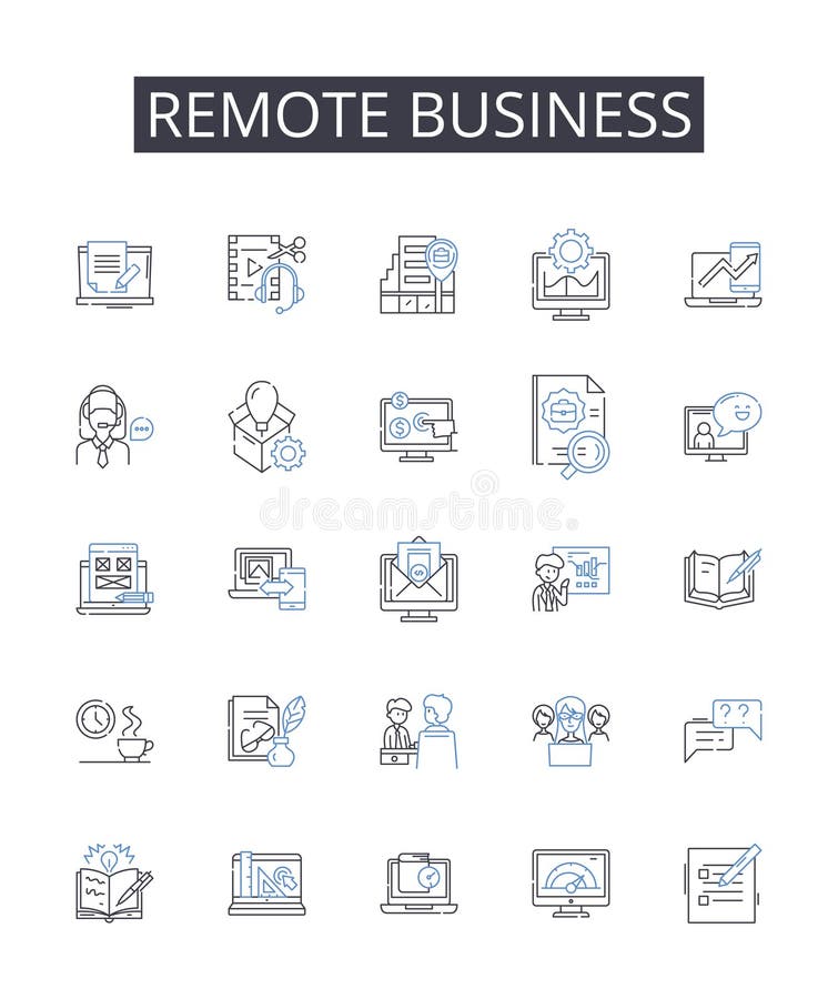 Remote Business Line Icons Collection. Retention, Acquisition, Analysis ...