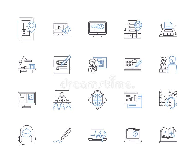 Remote Business Outline Icons Collection. Remote, Business, Work ...