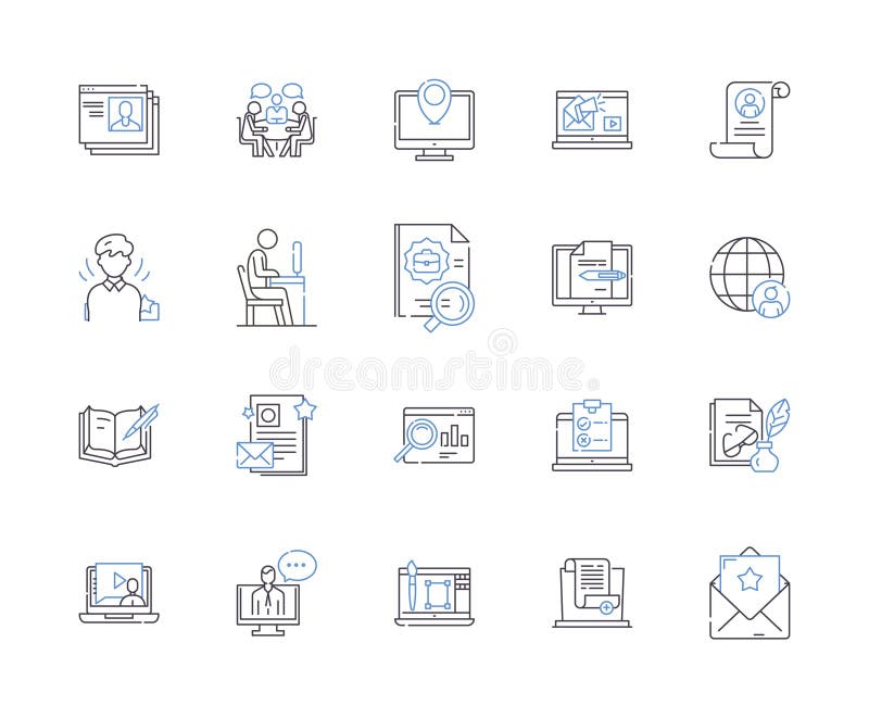 Remote Business Outline Icons Collection. Remote, Business, Work ...