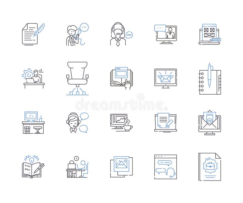 Remote Business Outline Icons Collection. Remote, Business, Work ...