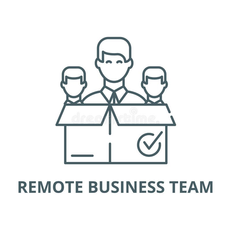 Remote Business Team Vector Line Icon, Linear Concept, Outline Sign ...