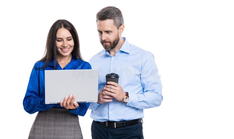 Remote Business Work of Boss and Employee Businesspeople Using Laptop ...