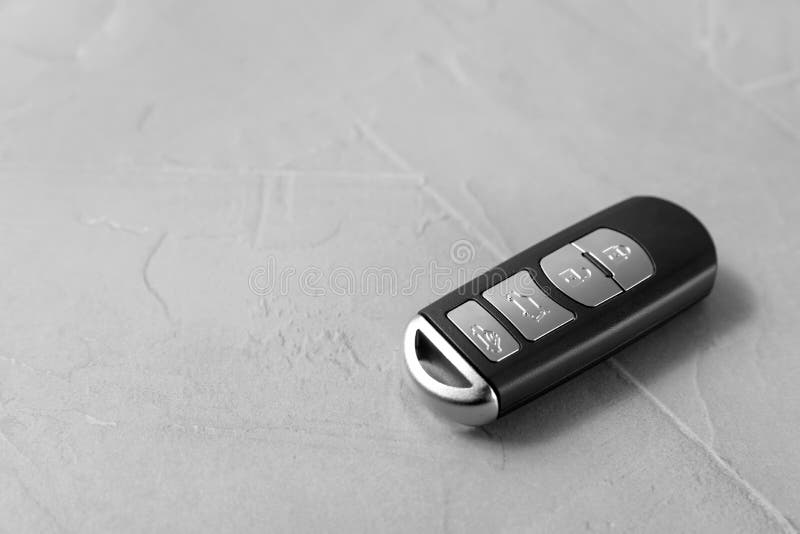 Remote Car Key on Grey. Space for Text Stock Image - Image of button ...