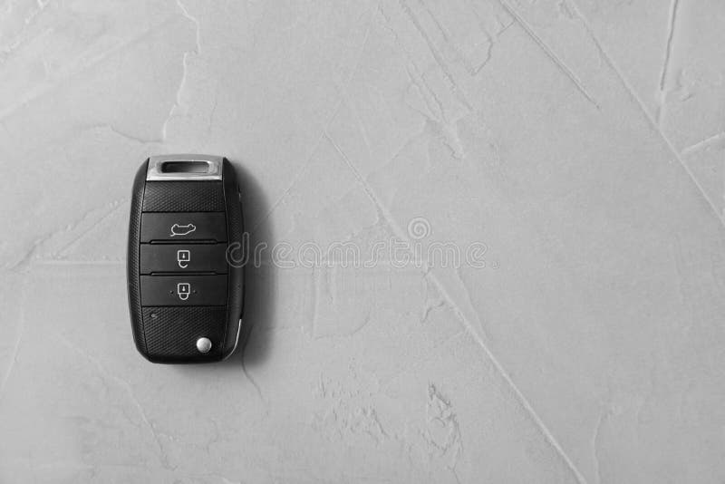 Remote Car Key on Grey Background, Top View Stock Image - Image of ...