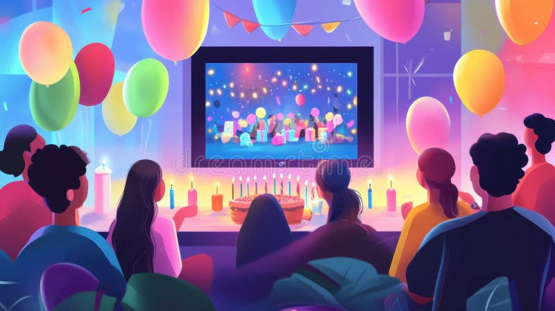 Remote Celebrations of Birthdays with Digital Gatherings Stock ...