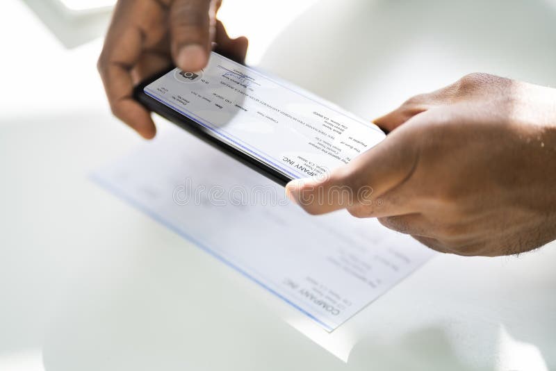 Remote Check Deposit stock photo. Image of internet - 212683212