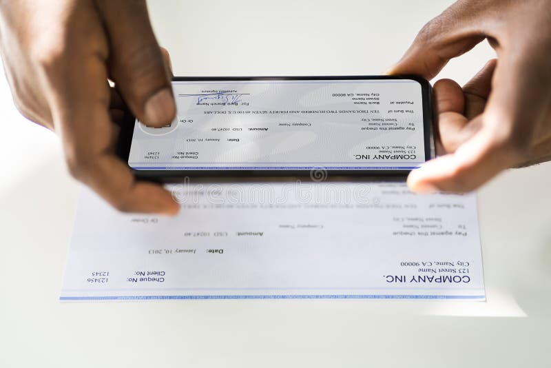 Remote Check Deposit stock photo. Image of cheque, online - 219154638