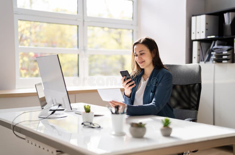 Remote Check Deposit Taking Photo Stock Photo - Image of smartphone ...