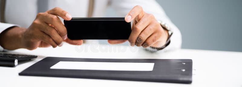 Remote Check Deposit Using Mobile Phone Stock Image - Image of bank ...