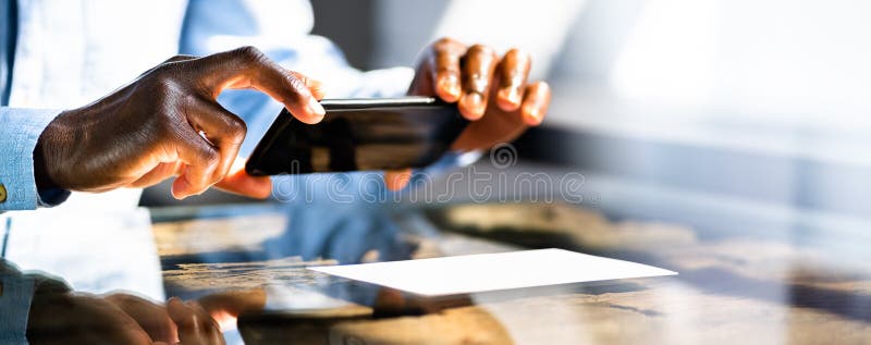 Remote Cheque Deposit Using Mobile Phone Stock Photo - Image of quick ...