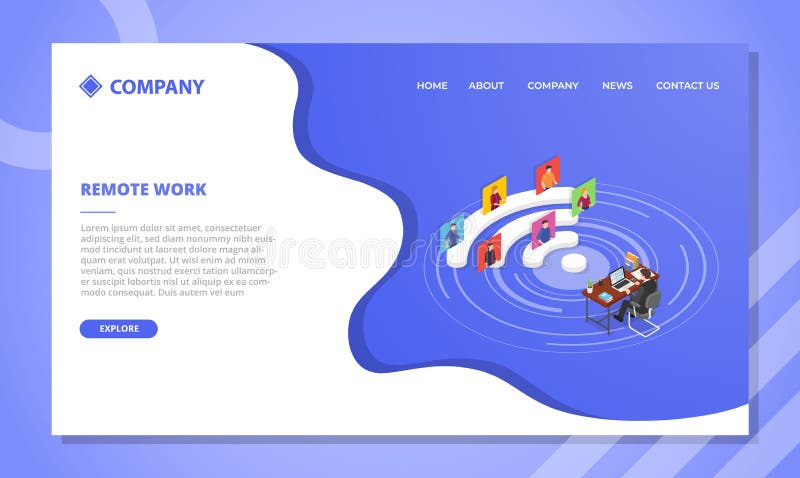 Remote Collaboration Concept for Website Template or Landing Homepage ...
