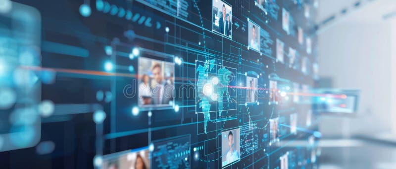 Remote Collaboration on Screens, Network of People Connected Virtually ...