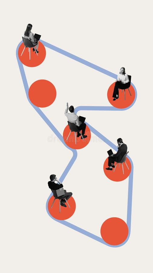 .Remote collaboration stock illustration. Illustration of deals - 369304961