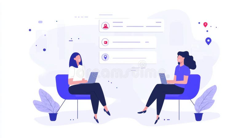 Remote Collaboration stock illustration. Illustration of computer ...