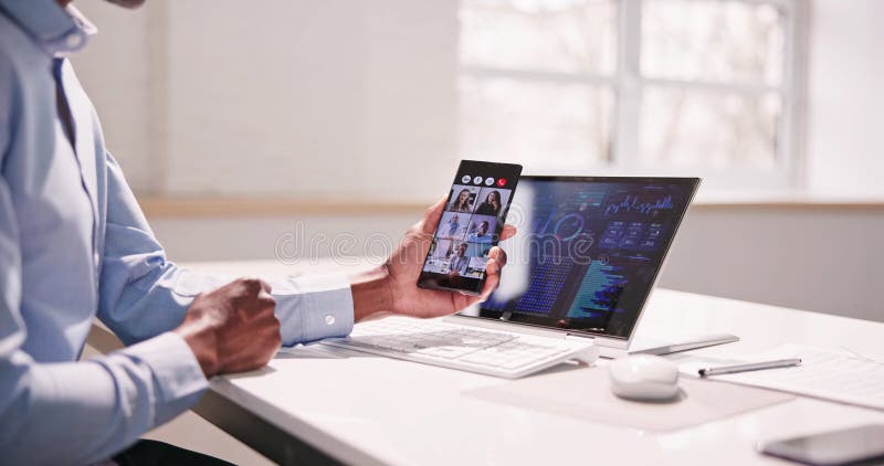 Remote Conference Webinar and KPI Dashboard Chart Stock Photo - Image ...