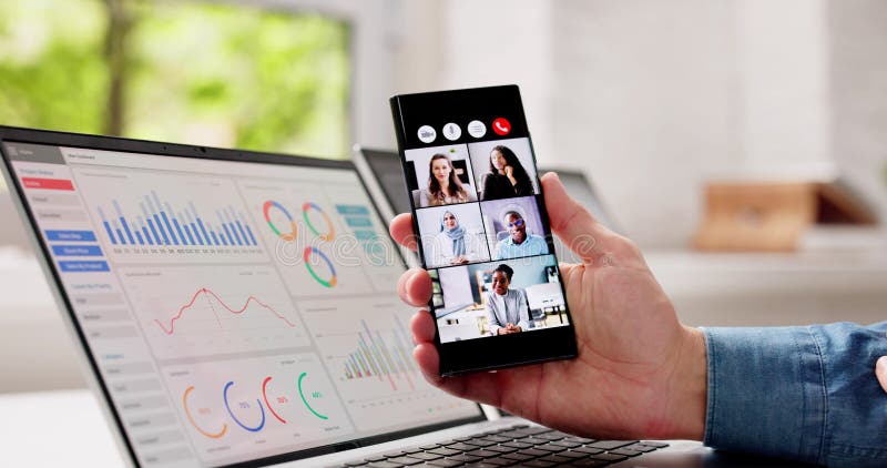 Remote Conference Webinar and KPI Dashboard Chart Stock Photo - Image ...