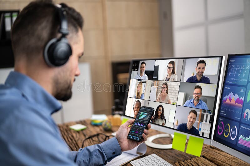 Remote Conference Webinar and KPI Dashboard Chart Stock Photo - Image ...
