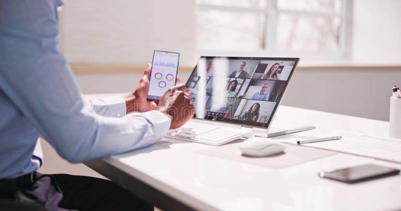 Remote Conference Webinar and KPI Dashboard Chart Stock Image - Image ...